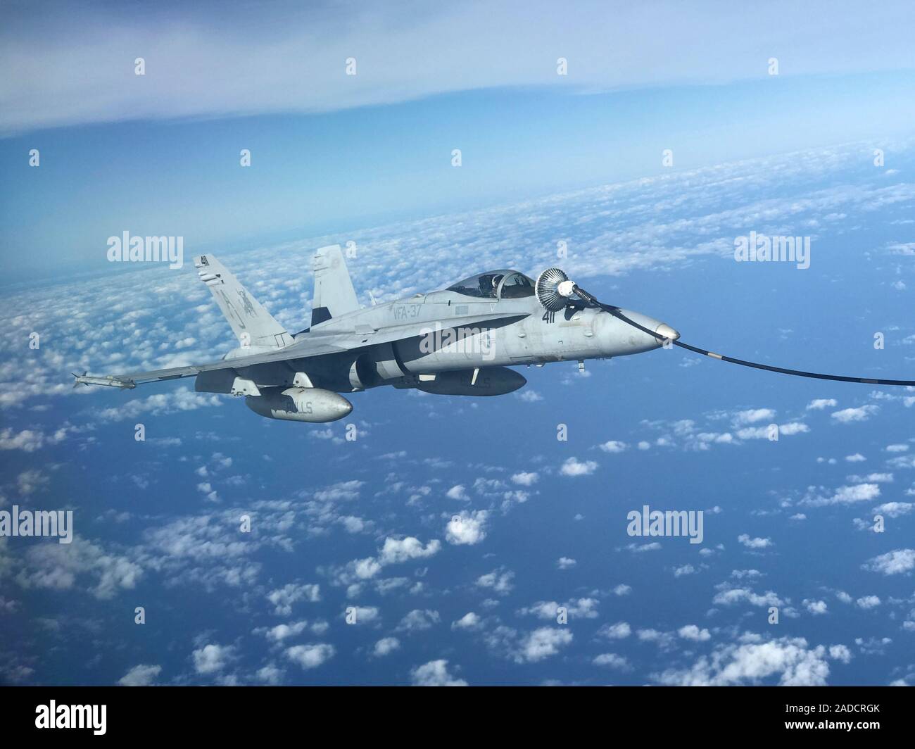 F-18 Hornet fighter jet refuelling. United States Navy (USN) McDonnell ...