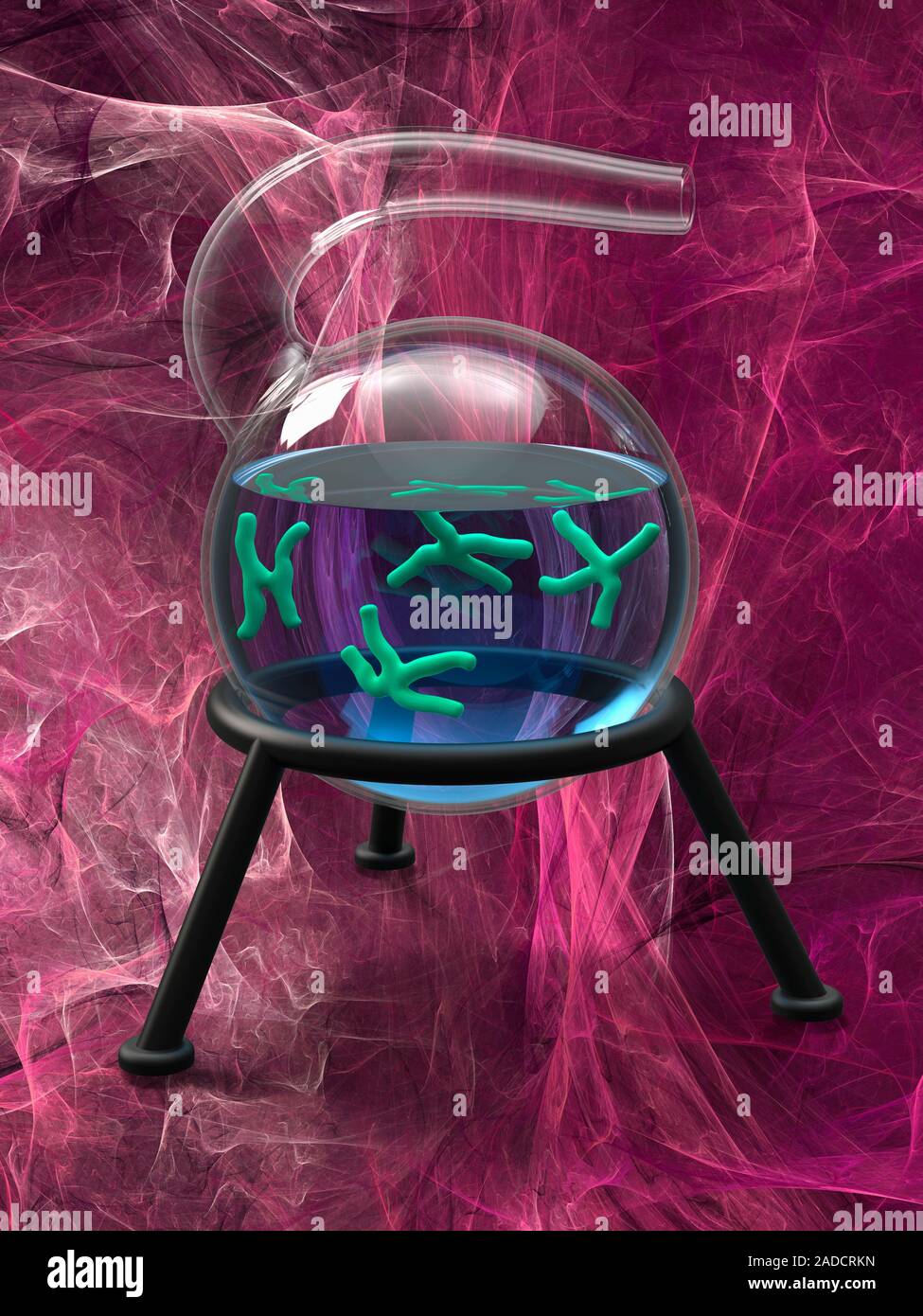 Conceptual illustration depicting the process of genetic engineering by ...