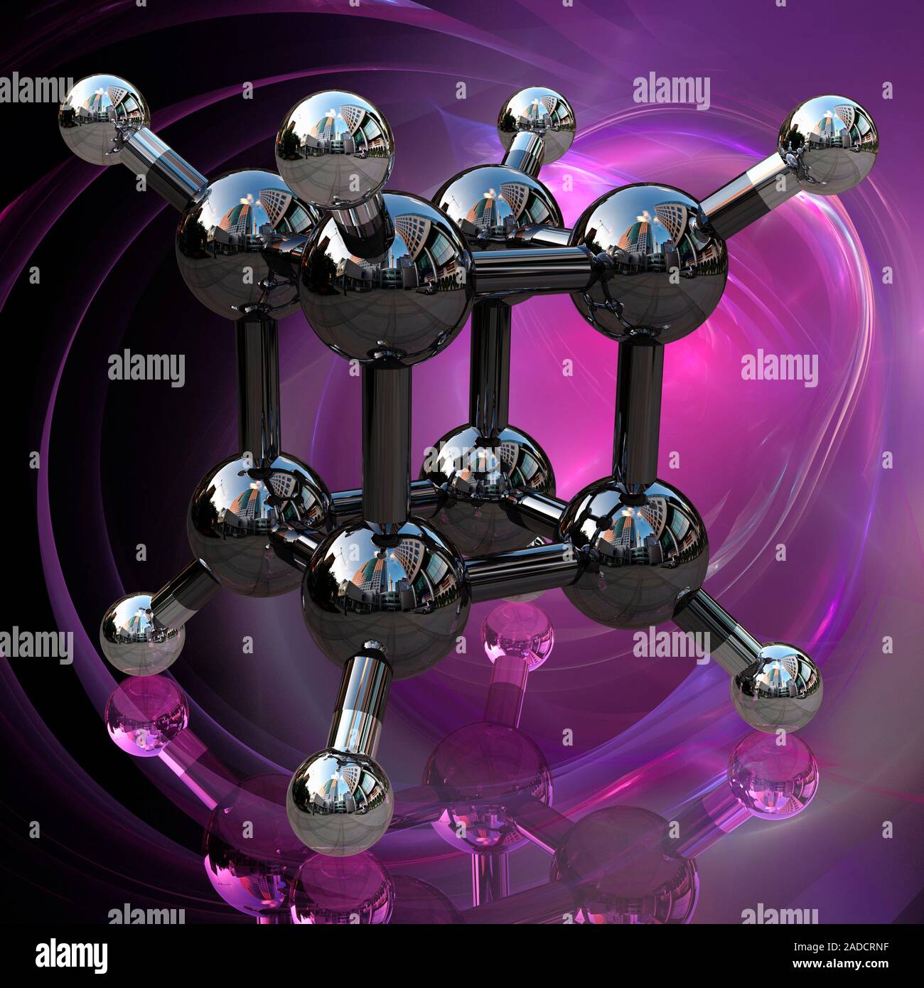 Cubane molecule. Computer model of a molecule of cubane. Atoms are ...