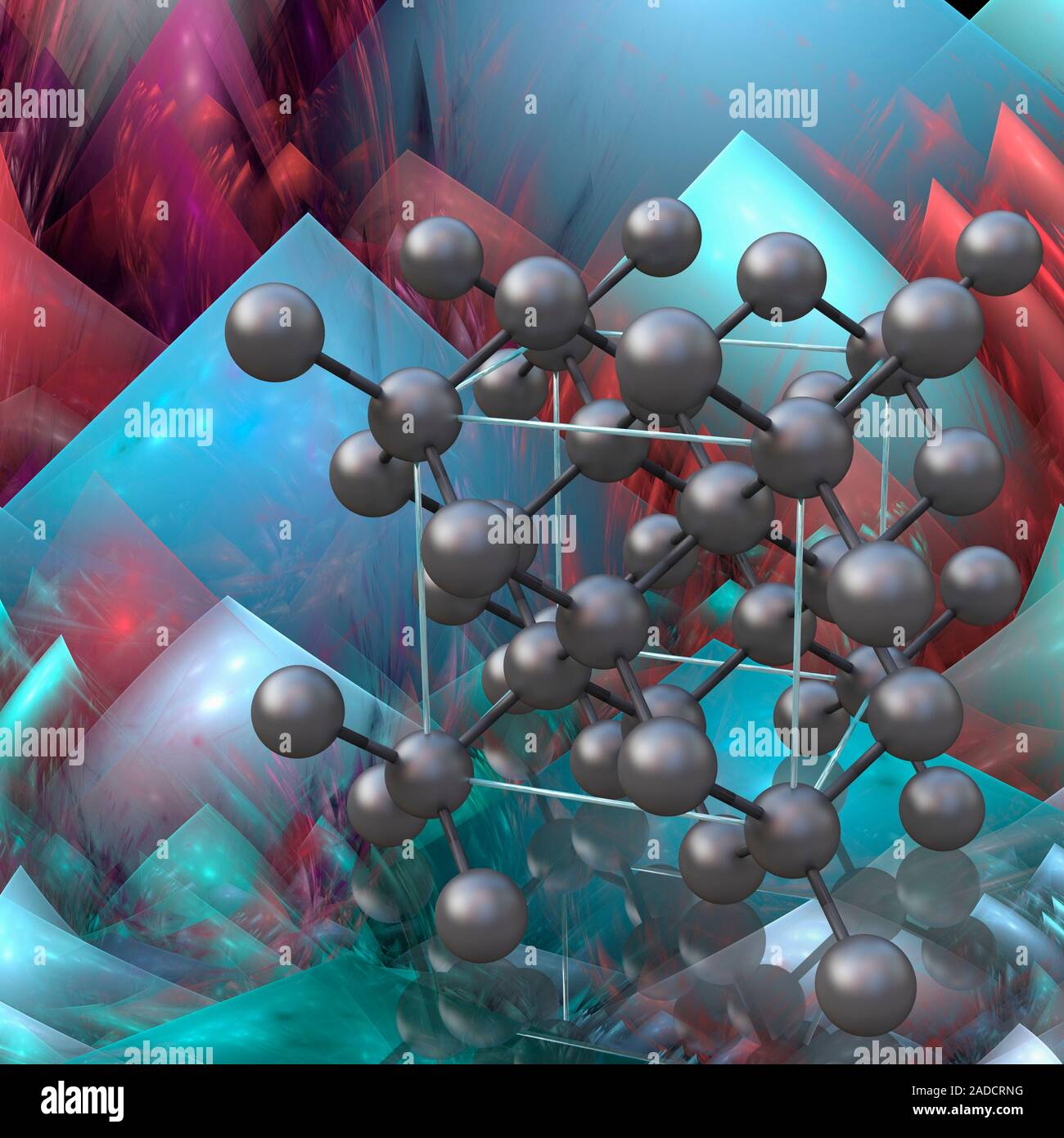 Diamond. Computer illustration showing the molecular structure of ...