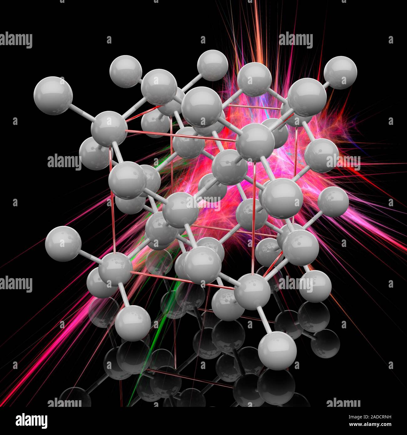 Diamond. Computer illustration showing the molecular structure of ...