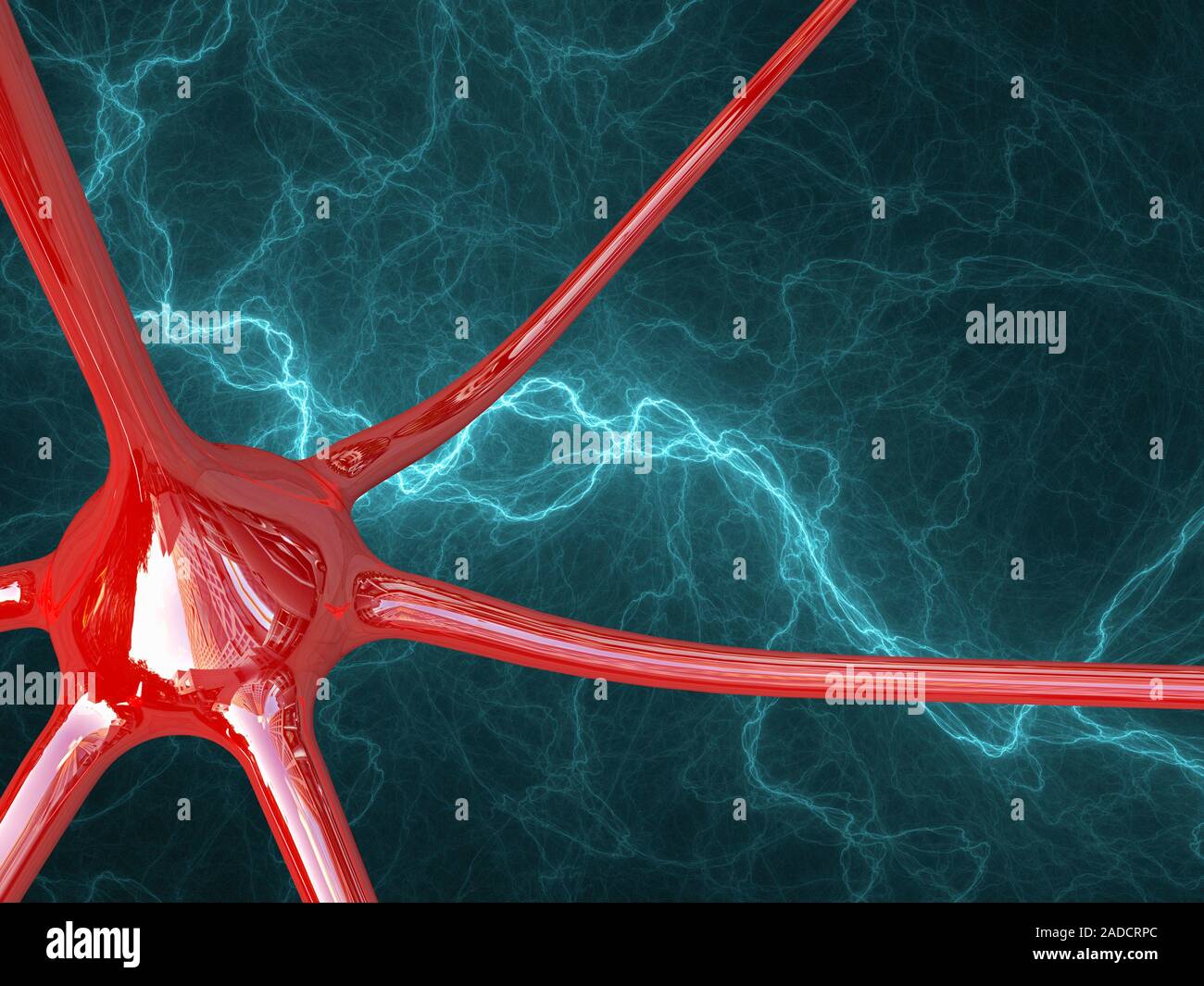 Nerve cell with neural networks in the background, computer ...