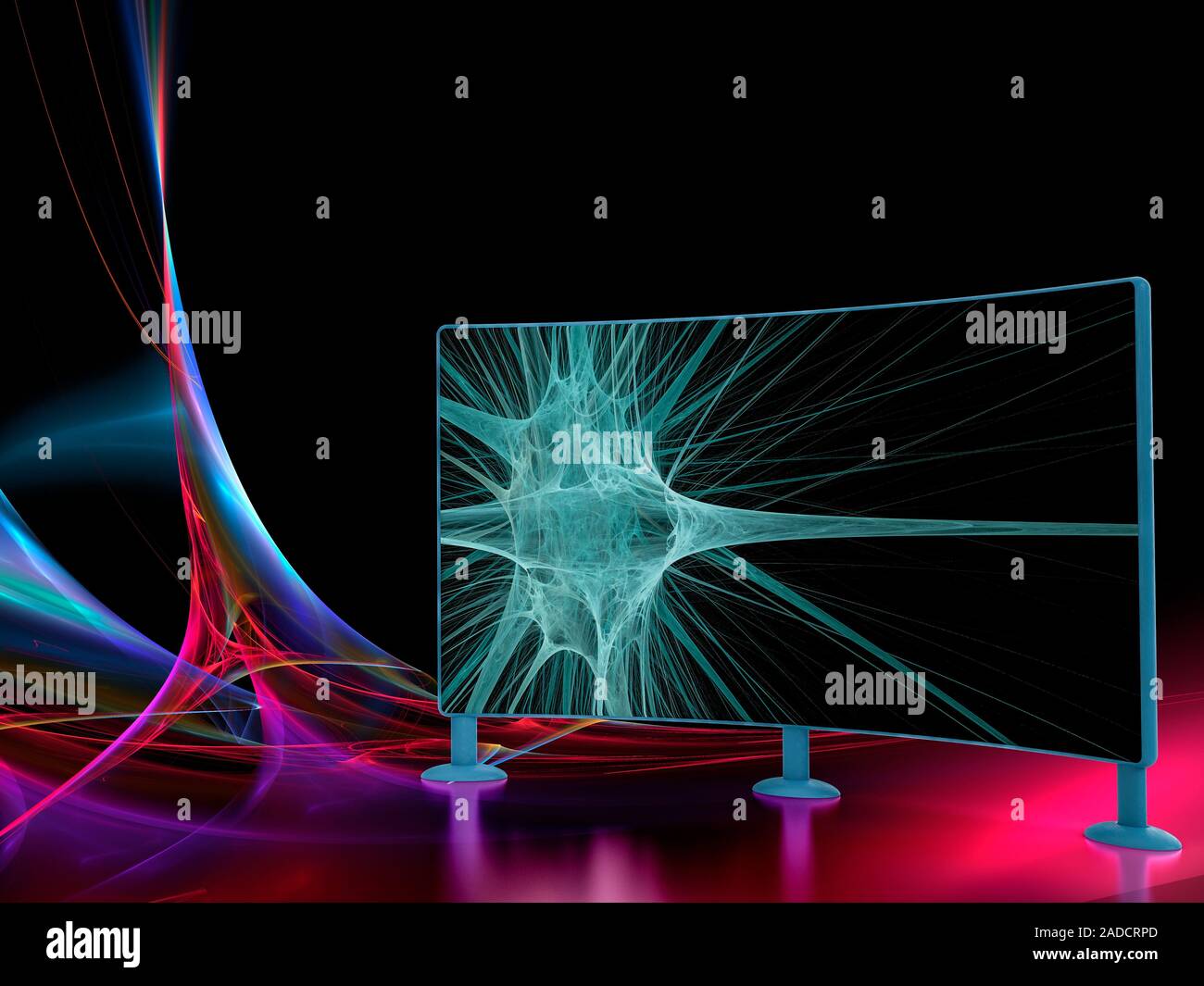 Computer monitor displaying an abstract computer illustration of a ...