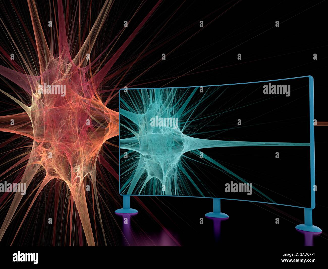 Computer monitor displaying an abstract computer illustration of a ...