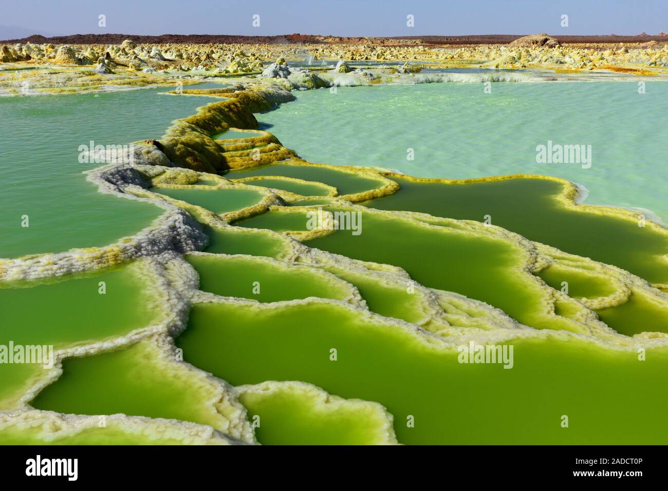 Hot spring mineral terraces, Dallol, Ethiopia. The hot springs in this ...