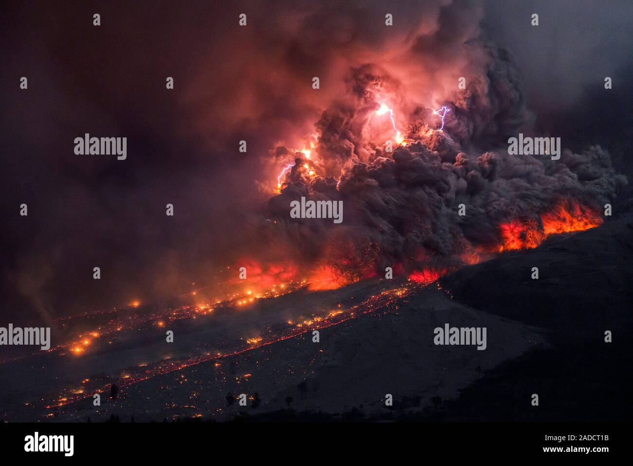 Pyroclastic flow, Mount Sinabung, January 2014, generating volcanic ...