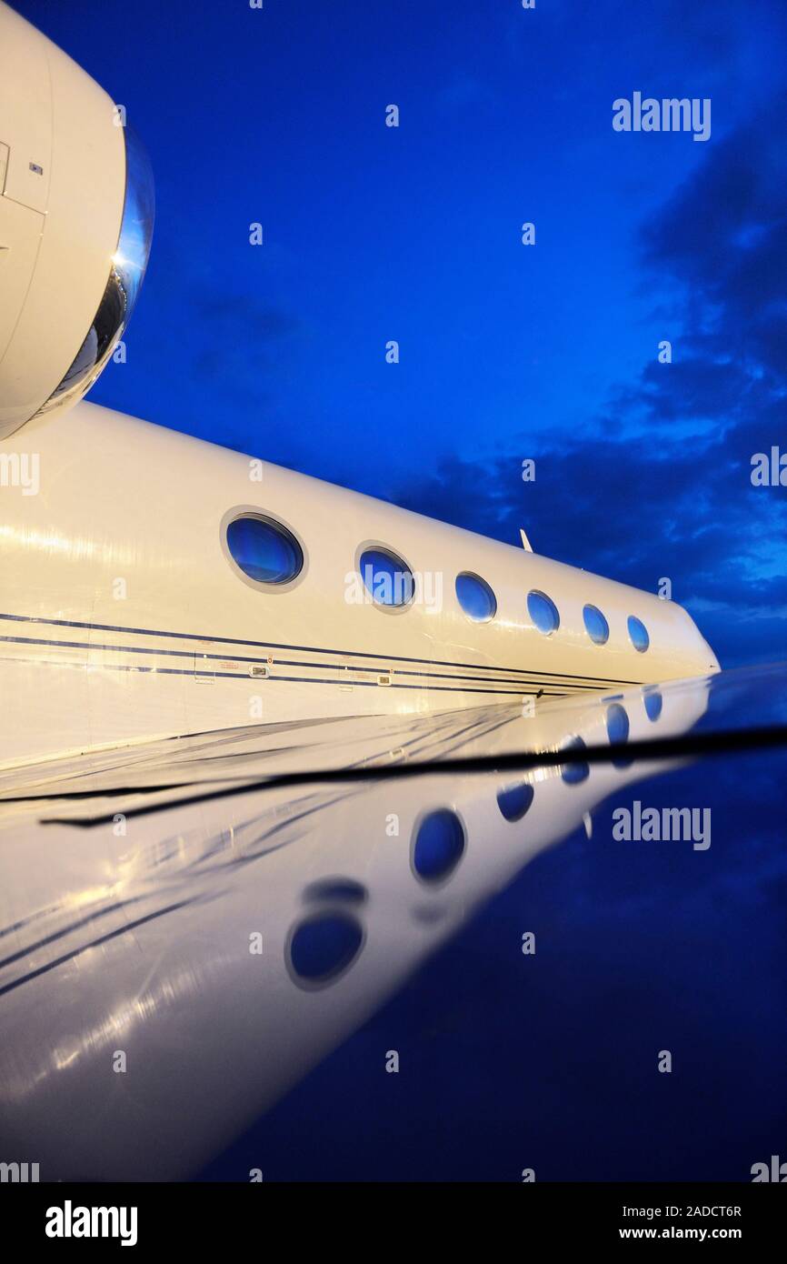 Wing and fuselage windows of Gulfstream 450 parked in the static ...