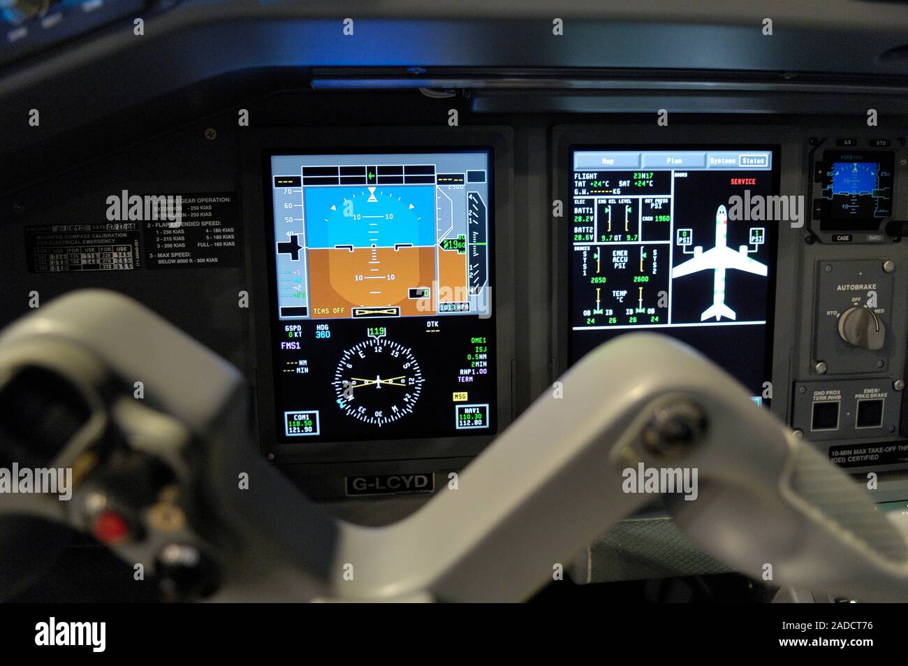 Artificial-horizon and control-yoke in the cockpit during the delivery ...