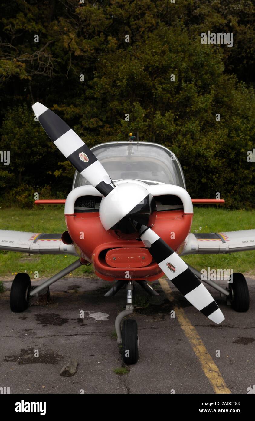Propeller and nose wheel undercarriage of Royal Air Force RAF Scottish ...