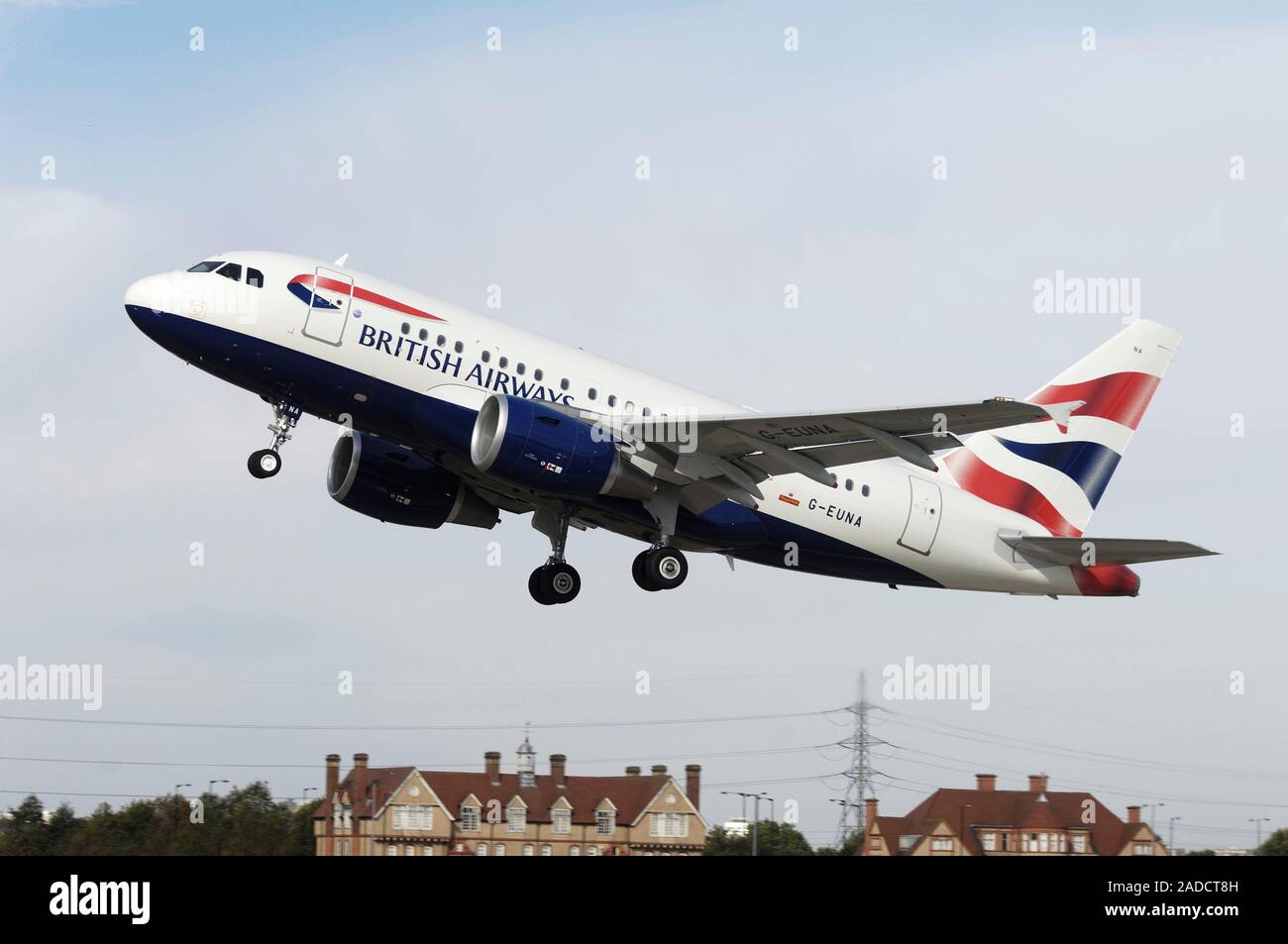 British Airways Airbus A318-100 climbing out after take-off Stock Photo ...