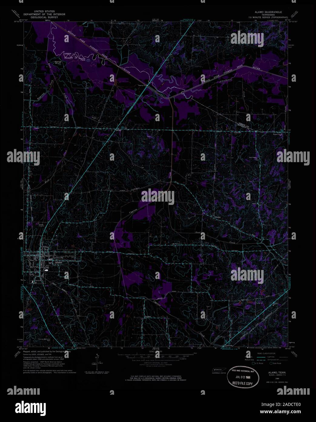 USGS TOPO Map Tennessee TN Alamo 143562 1964 24000 Inverted Restoration ...