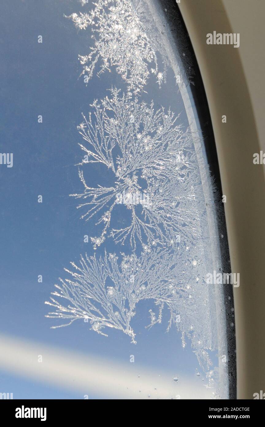 Ice crystals on outside of passenger window of a Boeing 777-300ER Stock ...