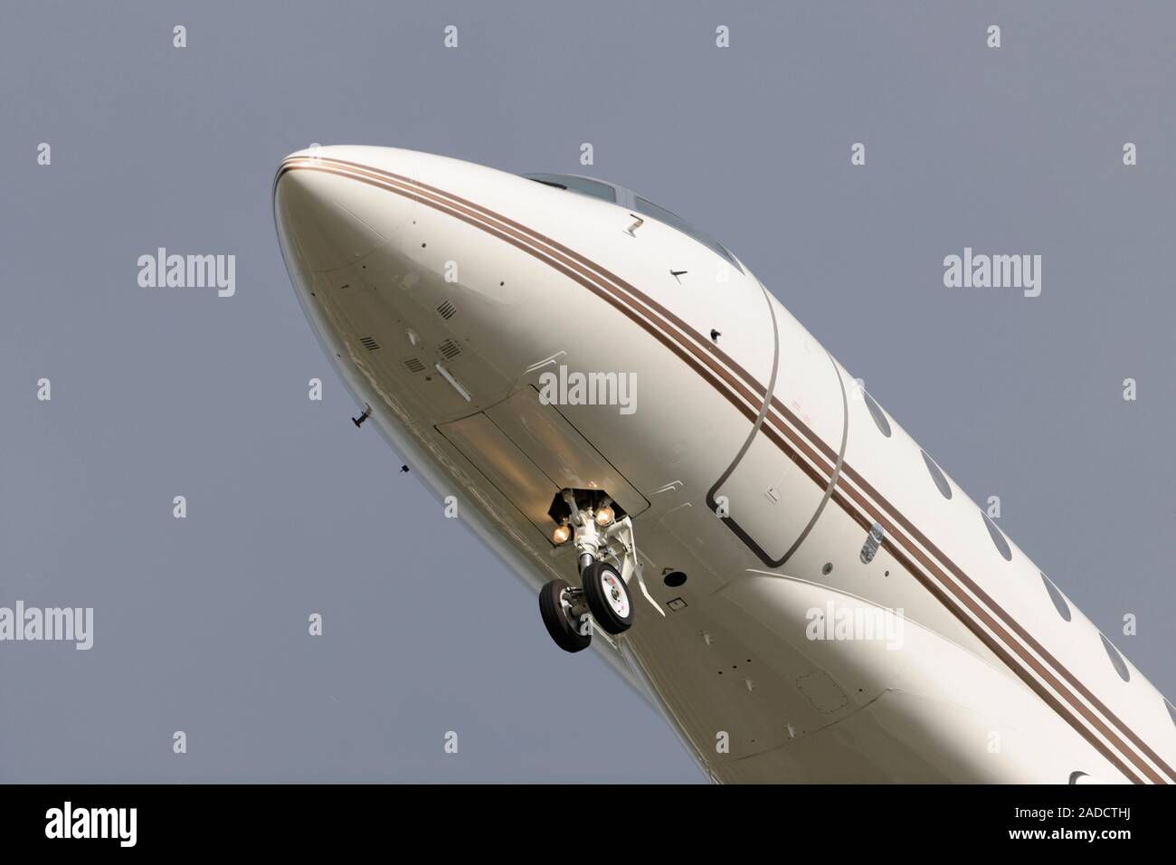 Nose of Gulfstream G150 on final approach before landing Stock Photo ...