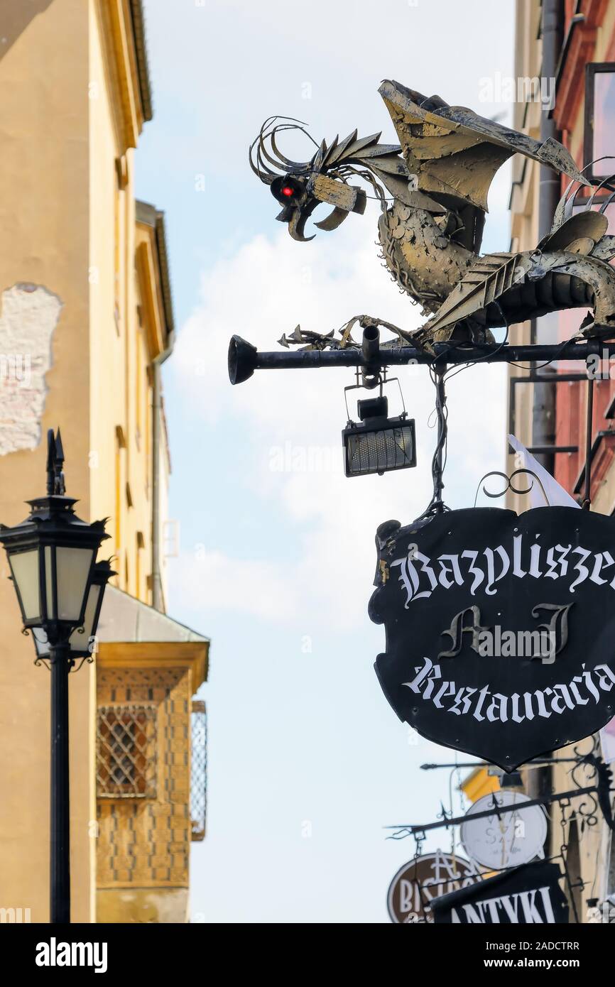 Warsaw, Poland. MAY 03, 2016 - The Warsaw Basilisk statue in Old Town ...
