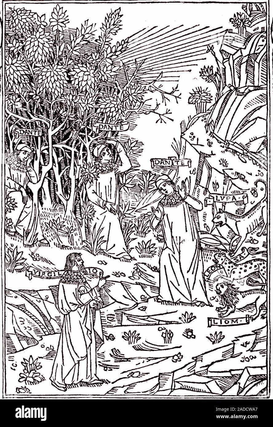 Dante's Inferno. 1885 illustration depicting Inferno (Hell), the first ...