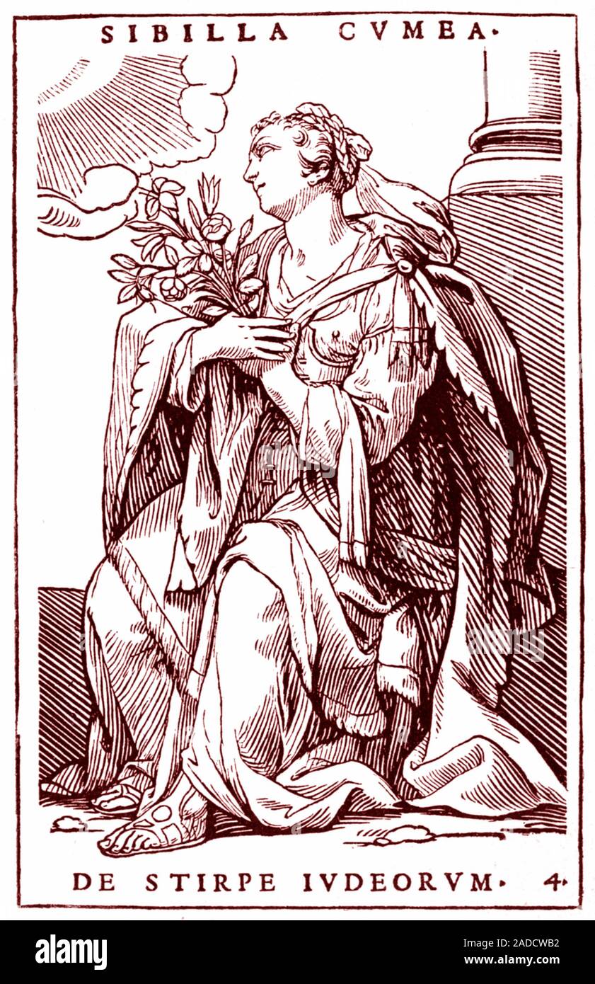 Oracle of Delphi. 1874 illustration depicting the Cumaean Sibyl, the ...