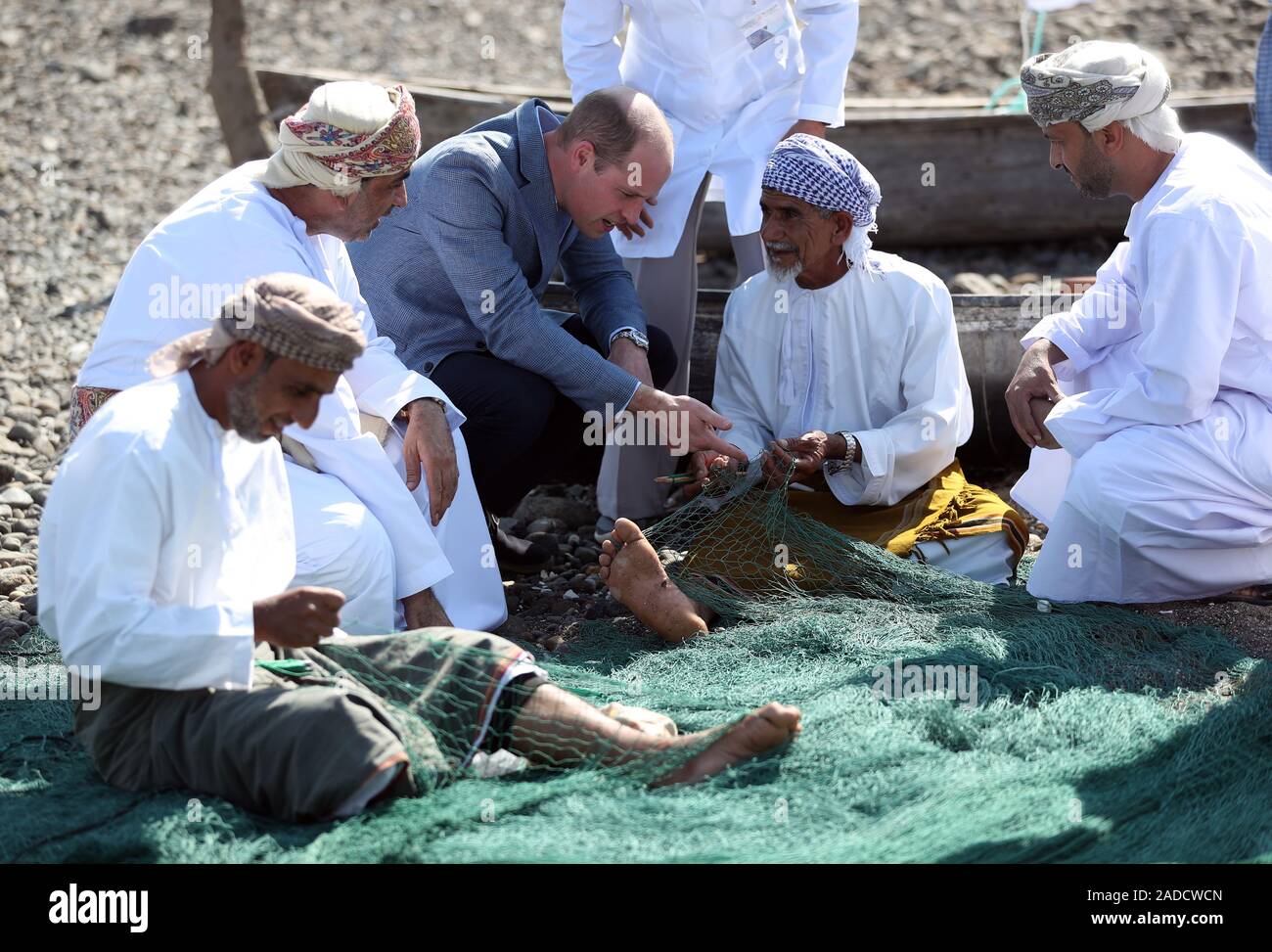 The Duke of Cambridge meets with Omani fishermen at the Marina Bandar ...