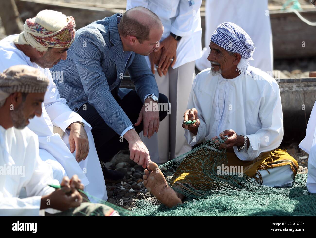 The Duke of Cambridge meets with Omani fishermen at the Marina Bandar ...