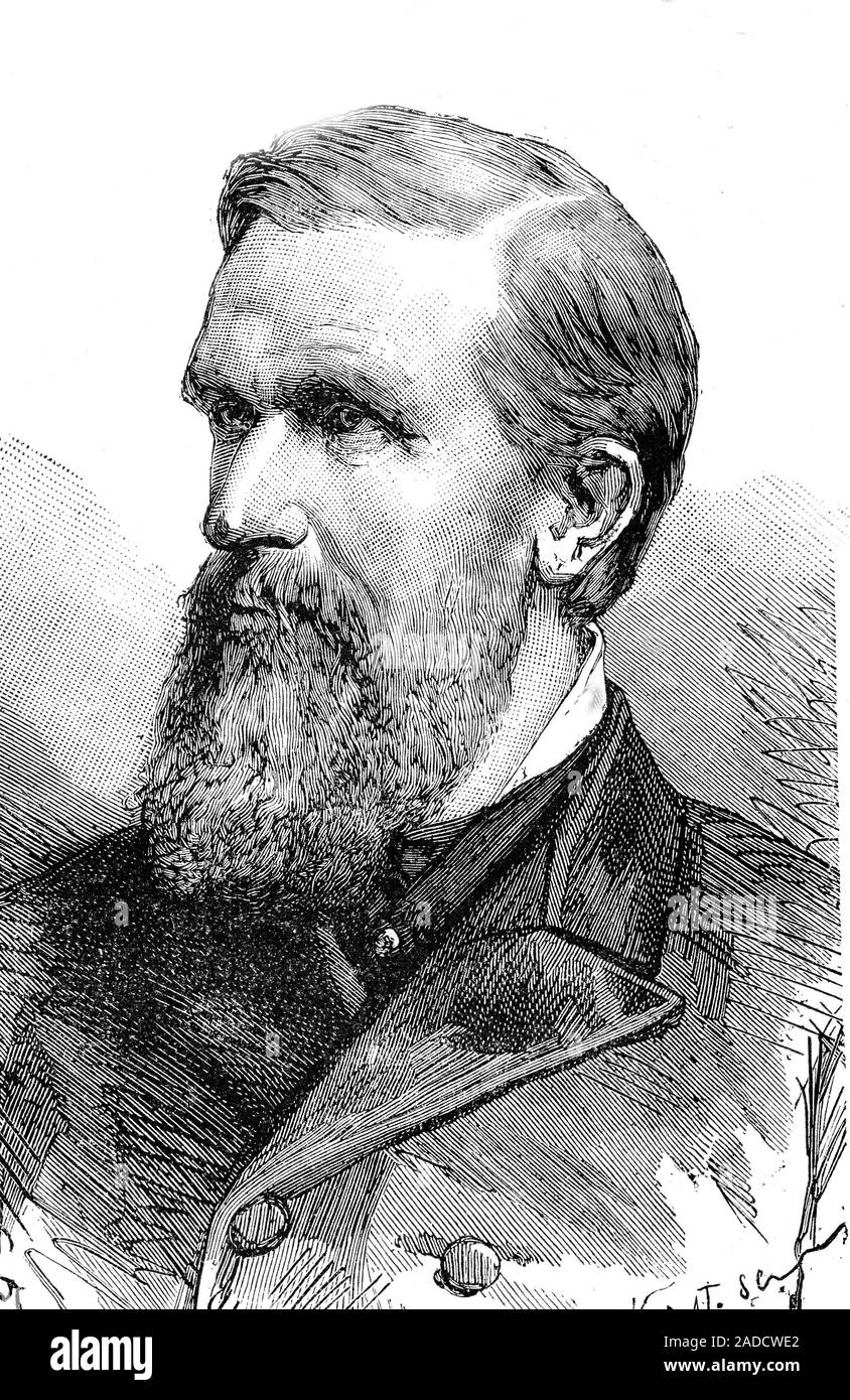 Elisha Gray (1835-1901). 1867 illustration of the American electrical engineer Elisha Gray. Gray ...