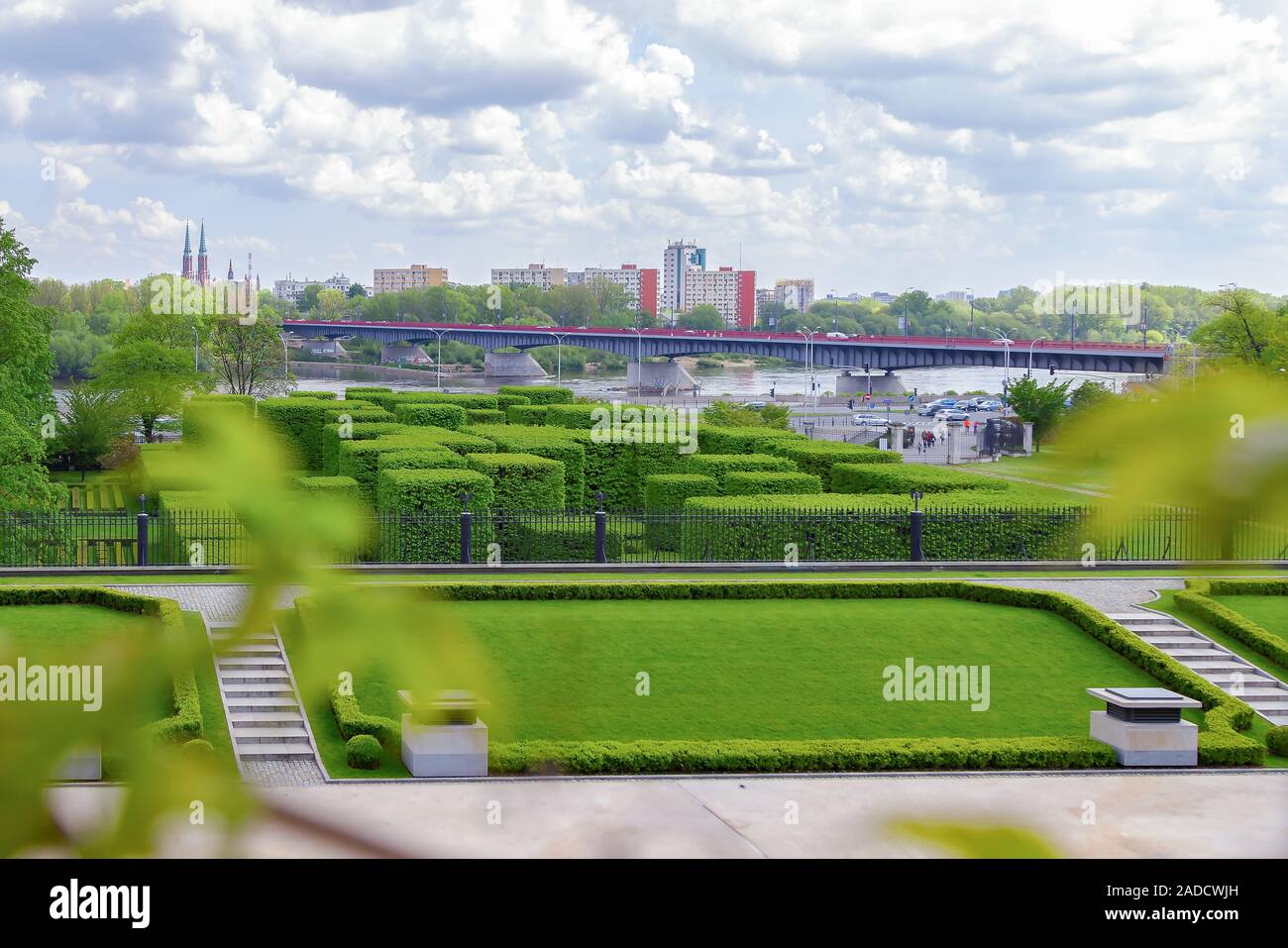 Warsaw, Poland, MAY 03, 2016 - View of the Royal Castle garden and the ...