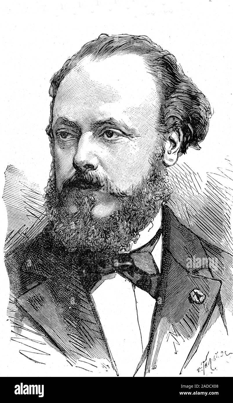 Marcel Deprez (1843-1918). 1867 illustration of the French electrical ...