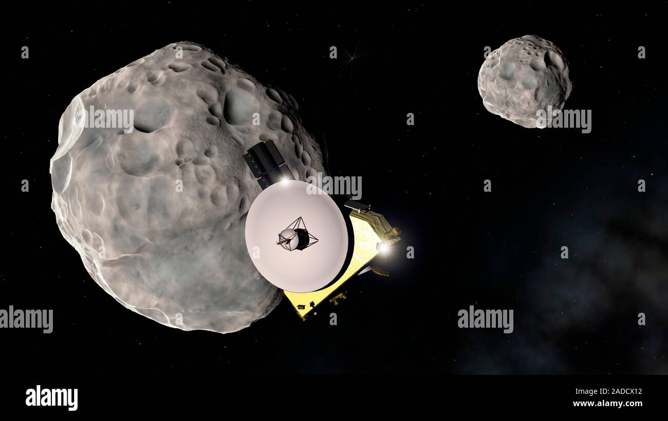 New Horizons probe passing 2014 MU69, artwork. In 2015, the NASA probe ...