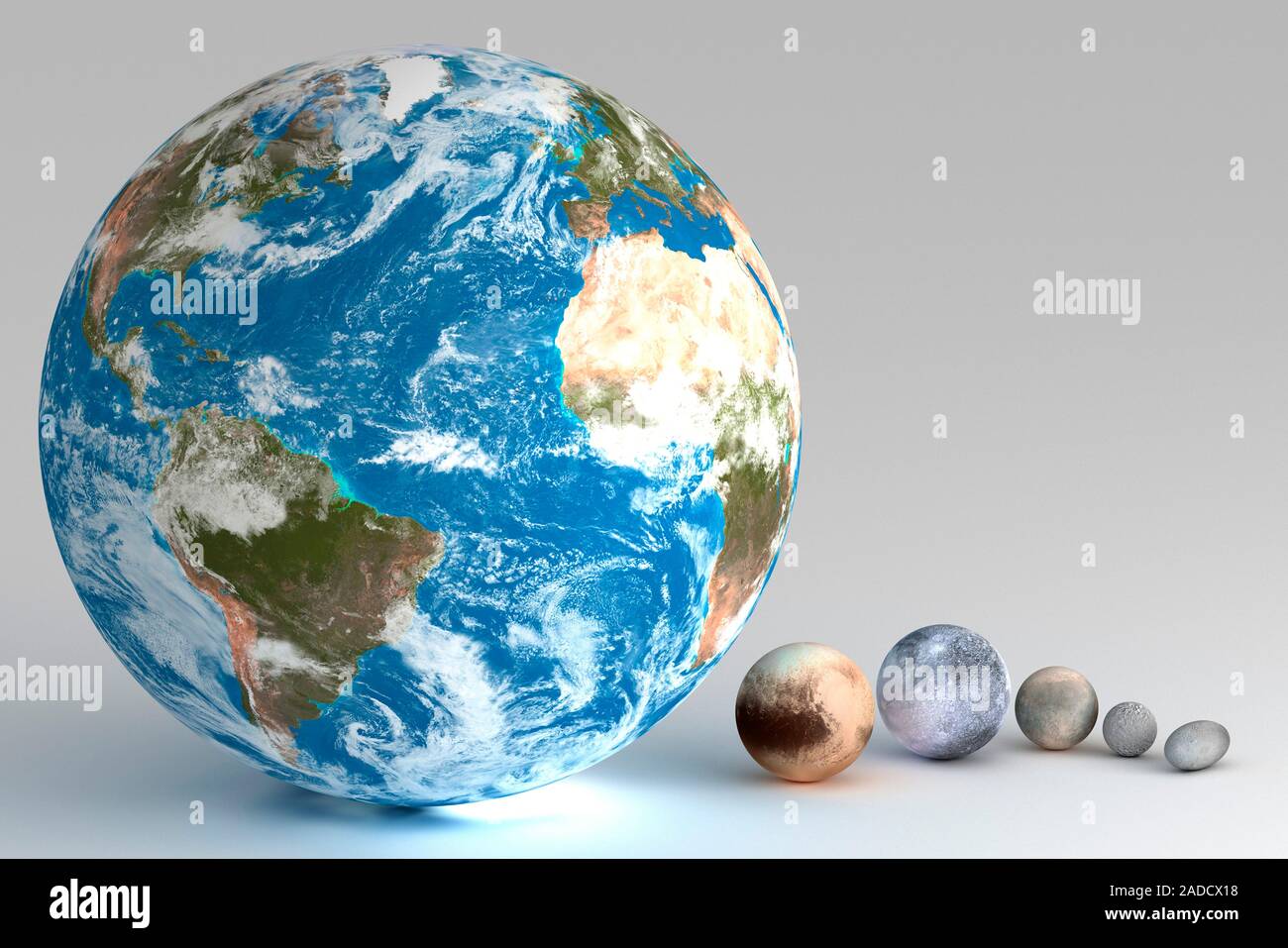 Dwarf planets, artwork. A dwarf planet is a planetary-mass object ...