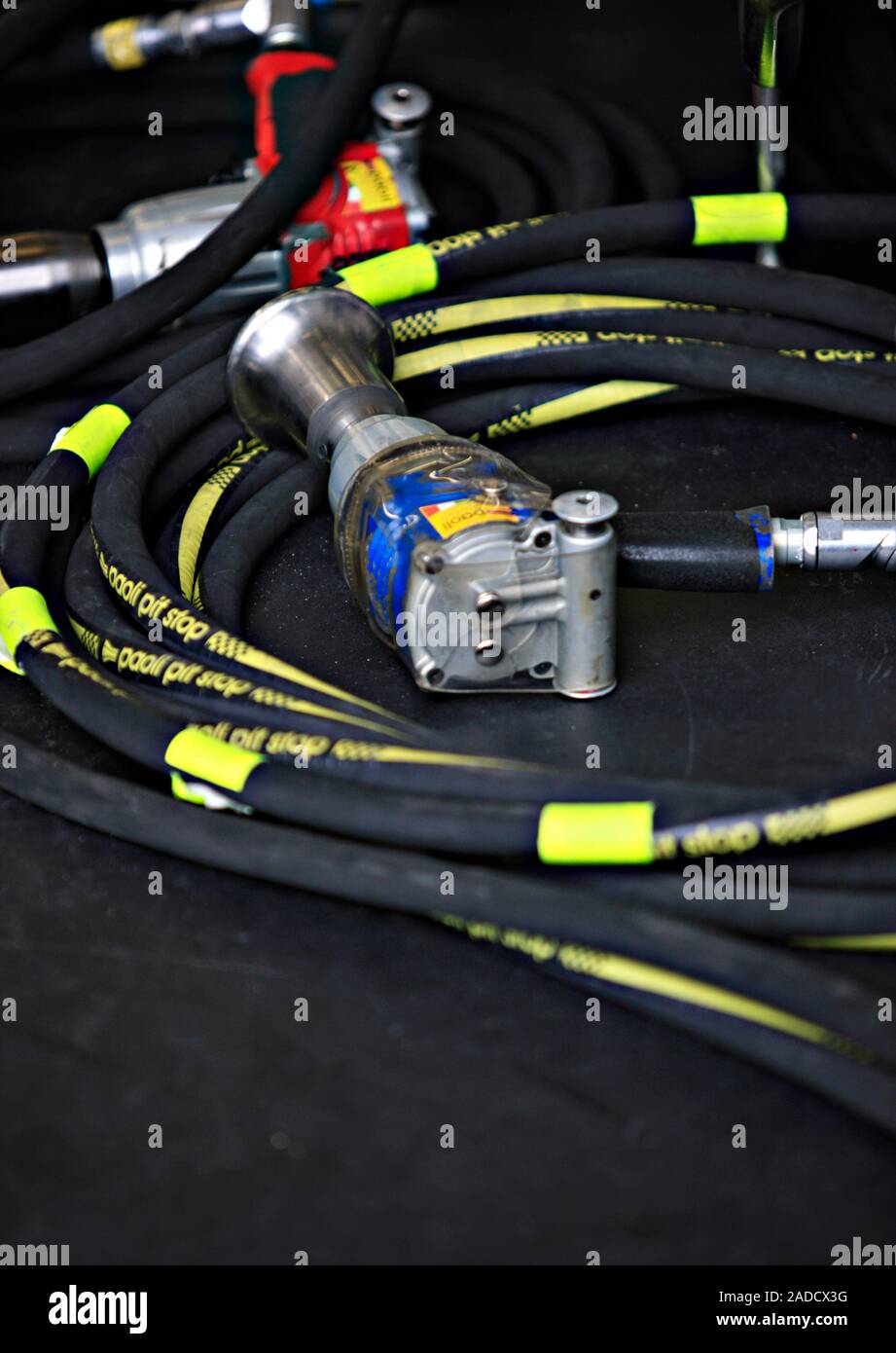 Racing car wheel change gun. This device, which operates on compressed ...
