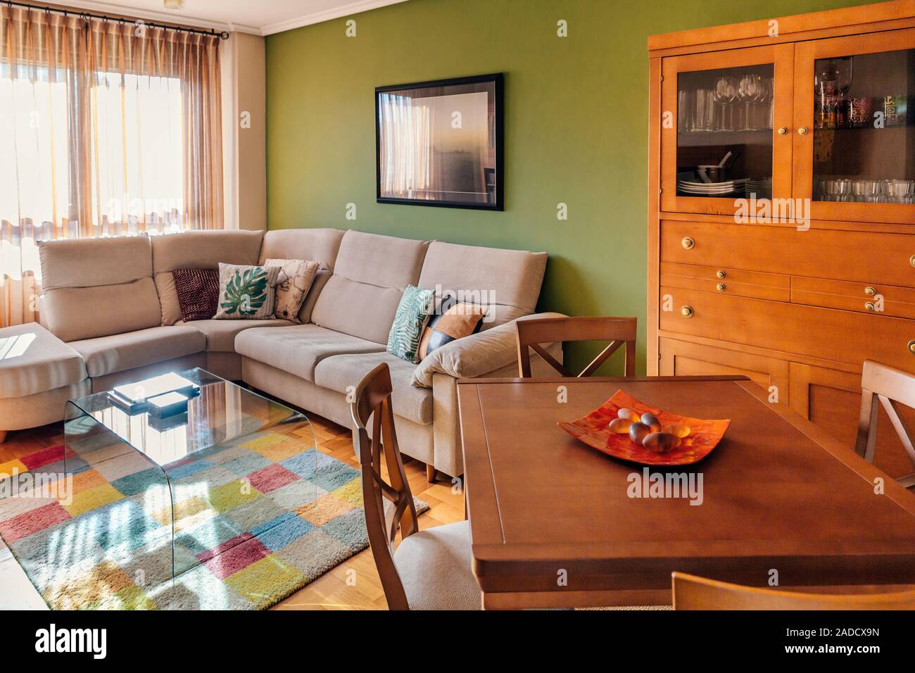 Living room with dining room Stock Photo - Alamy