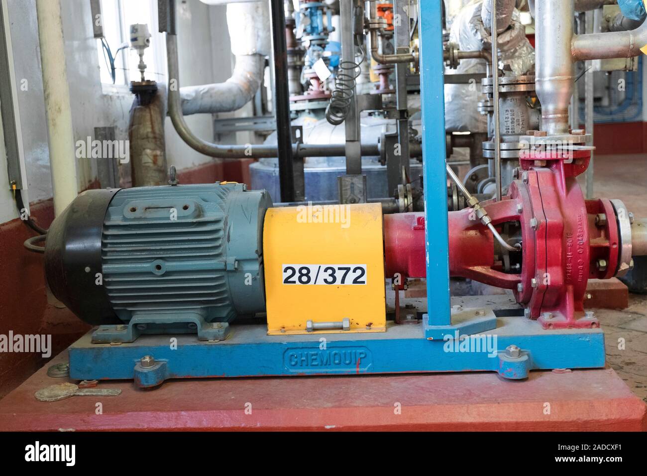 CalaChem chemical factory. Chemical pump at the CalaChem processing ...