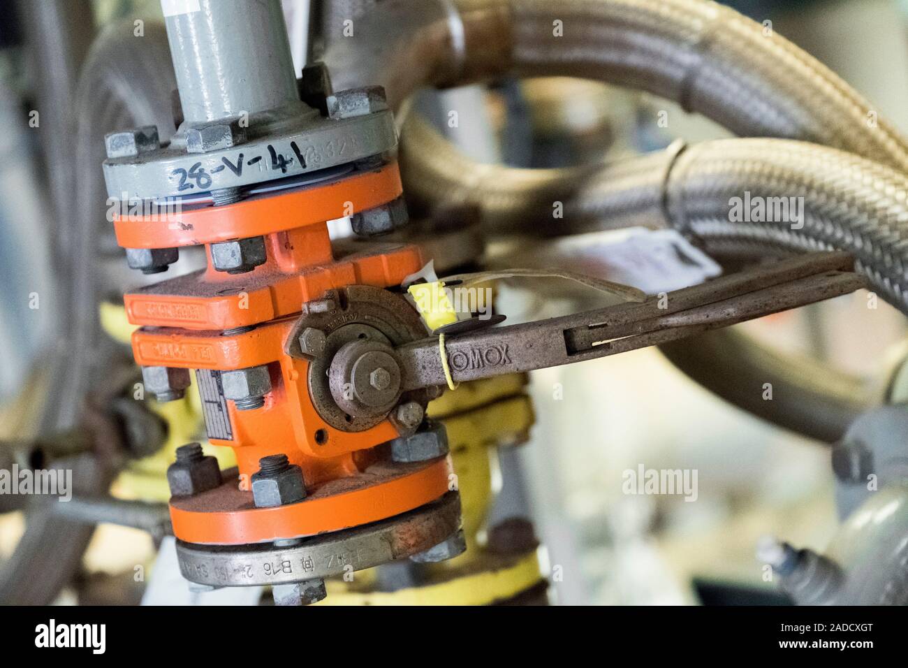 CalaChem chemical factory. Solvent pressure valve at the CalaChem ...