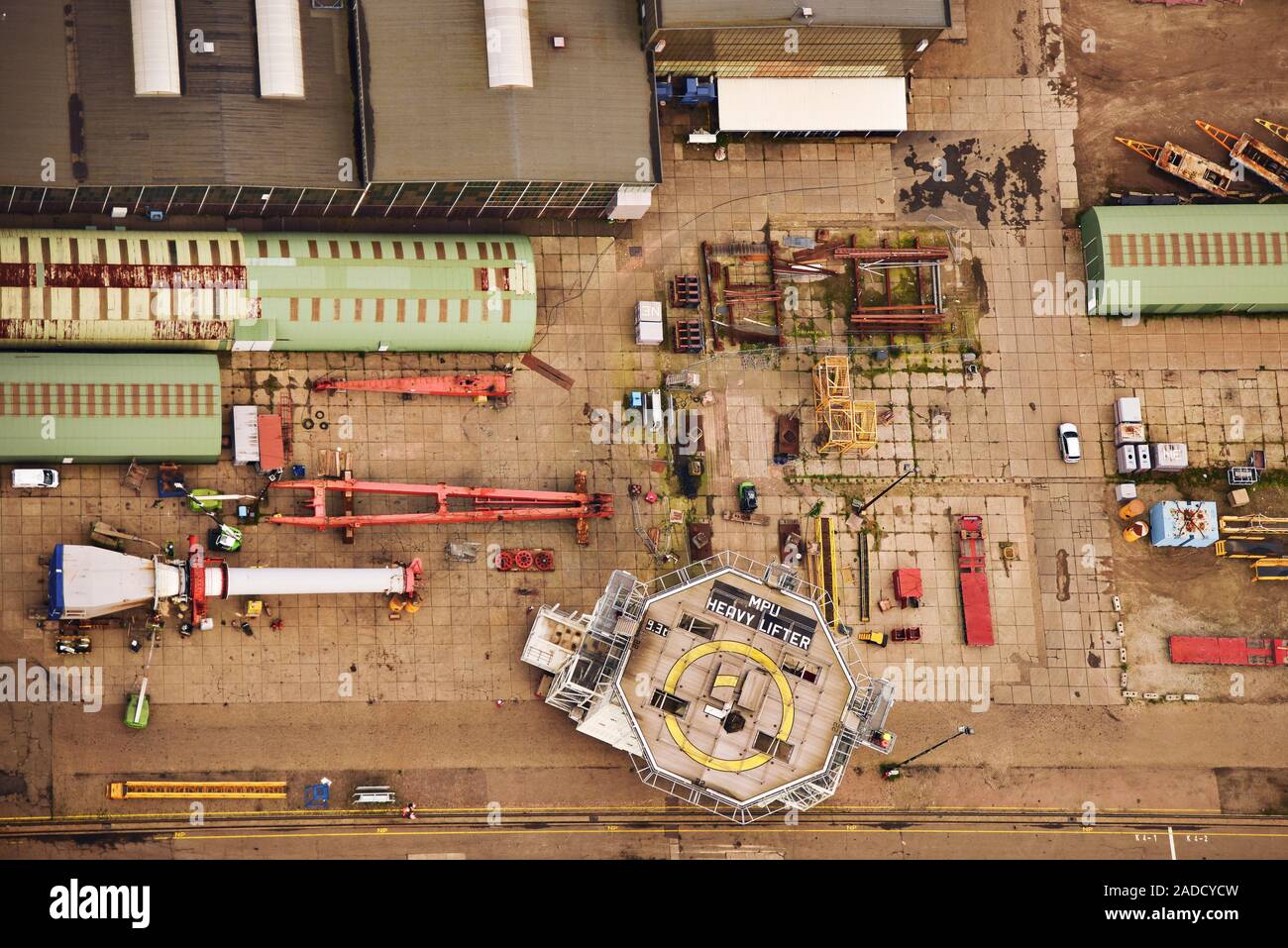 Aerial photograph of an industrial shipyard, Rotterdam, the Netherlands ...