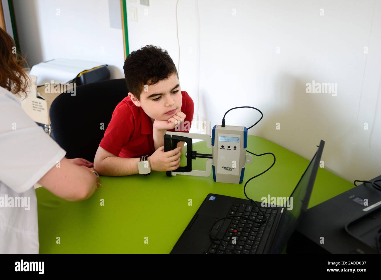 Muscular dystrophy testing. 9-year-old patient with Duchenne muscular ...