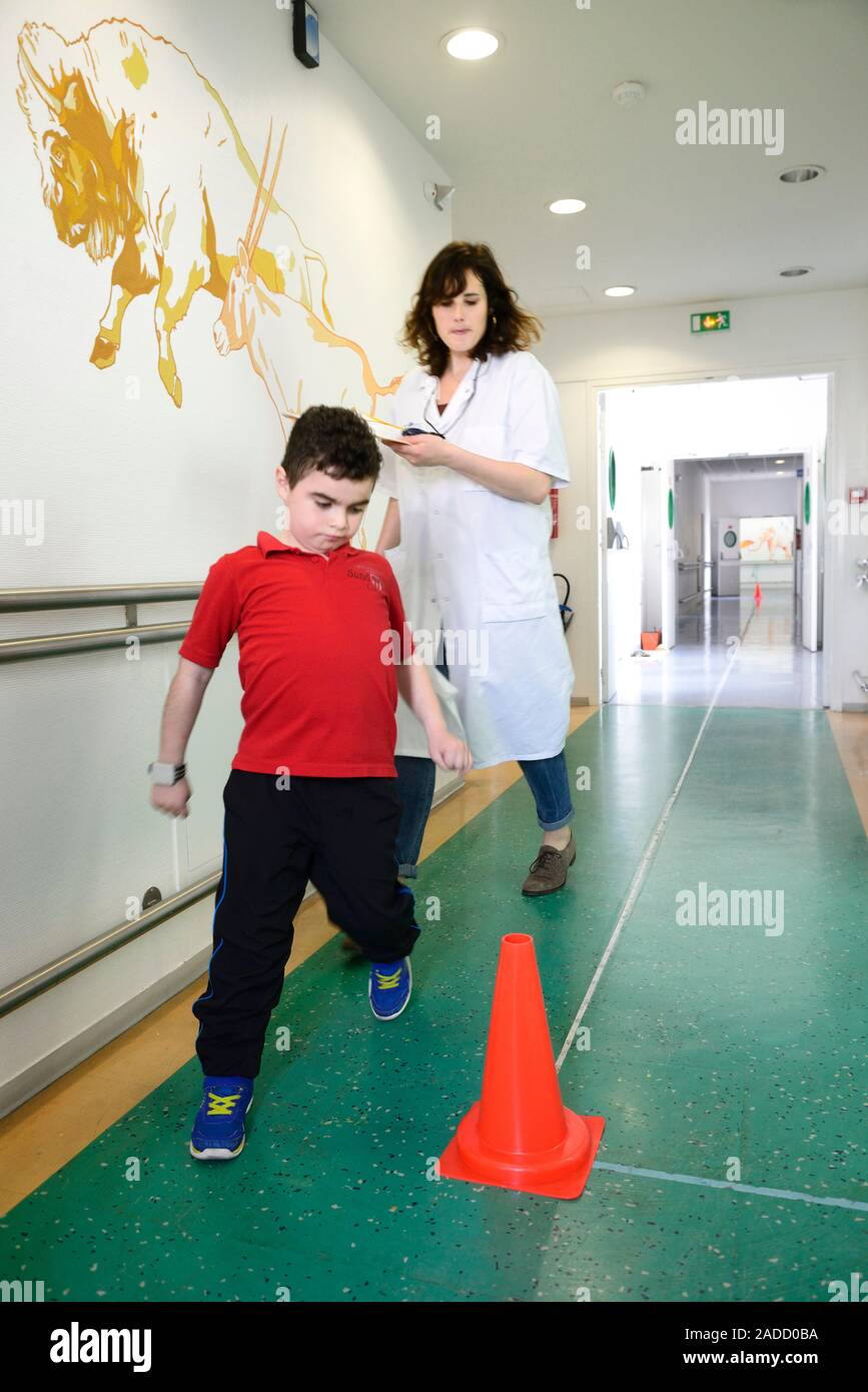 Muscular dystrophy testing. 9-year-old patient with Duchenne muscular ...