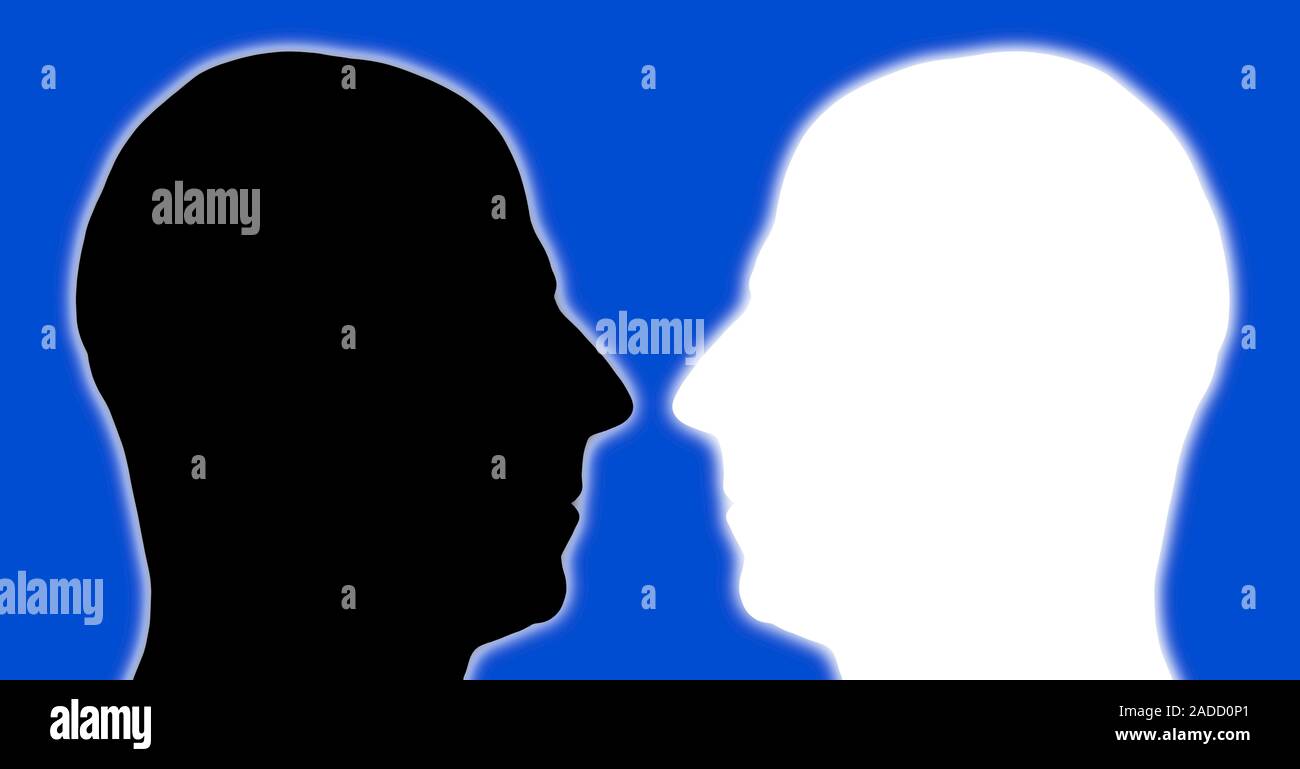 Split personality. Conceptual computer illustration of two sides of a ...