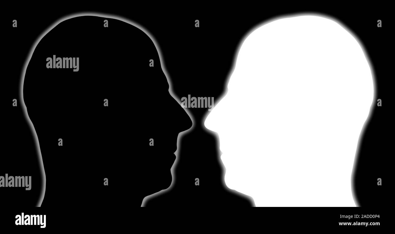 Split personality. Conceptual computer illustration of two sides of a ...