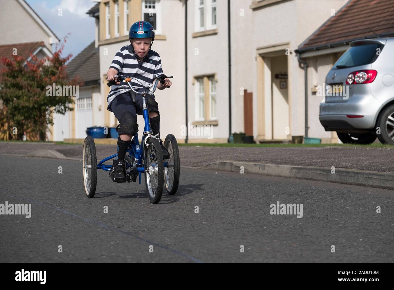Boy with cerebral palsy. 10-year-old boy with cerebral palsy ...