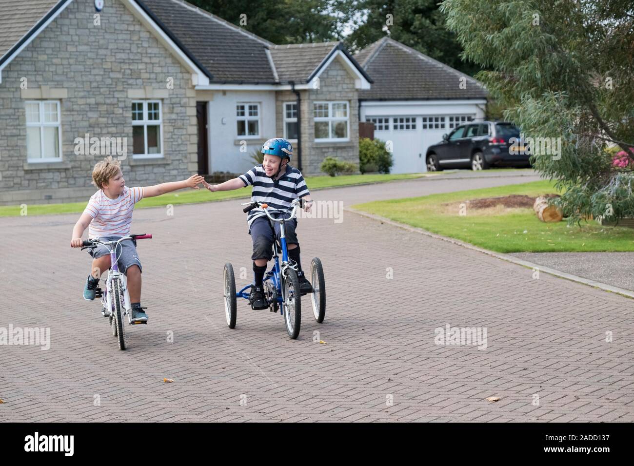 Boy with cerebral palsy. 10-year-old boy with cerebral palsy ...