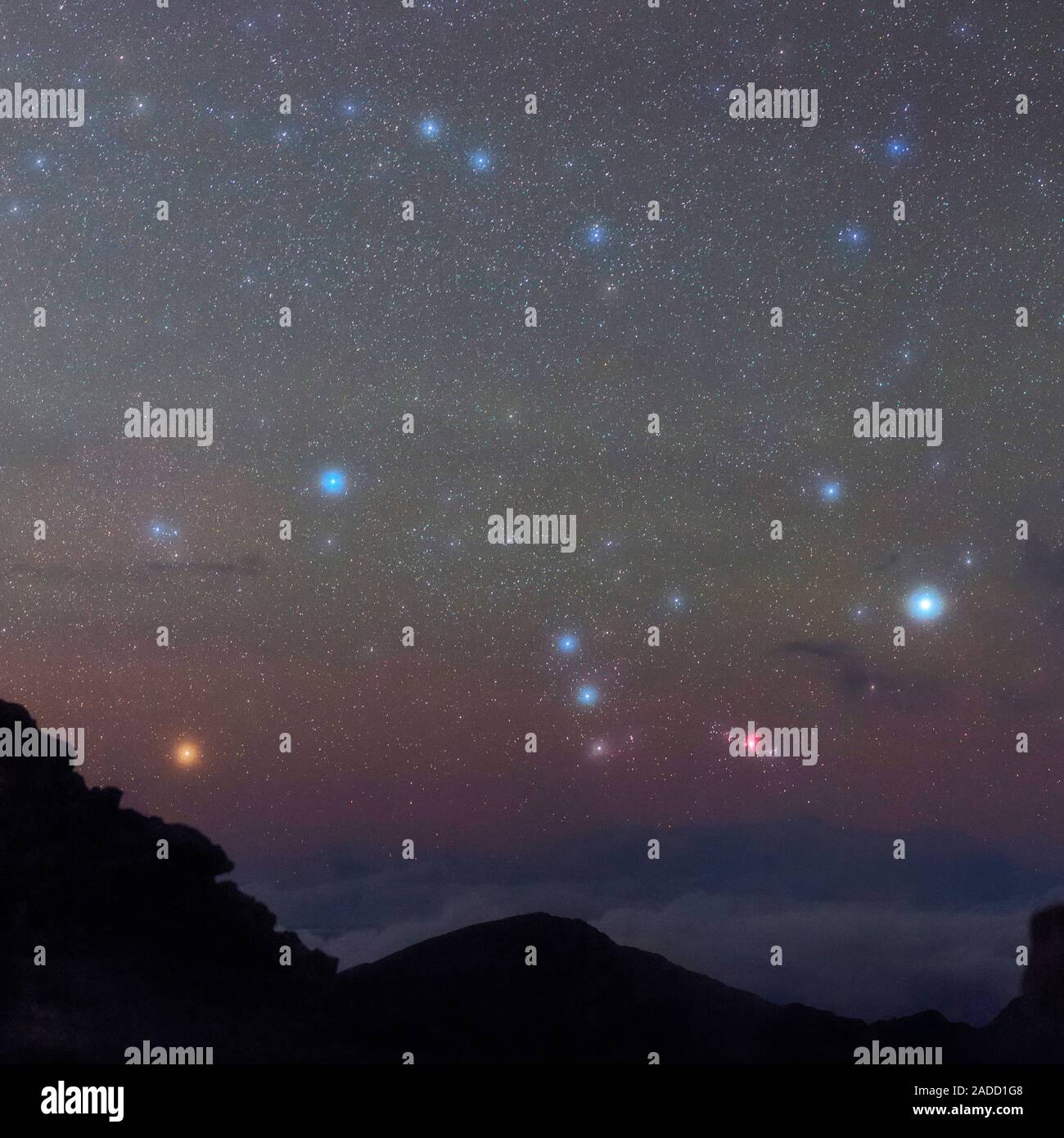 Milky Way over Haleakala crater. Milky Way with the bright stars ...