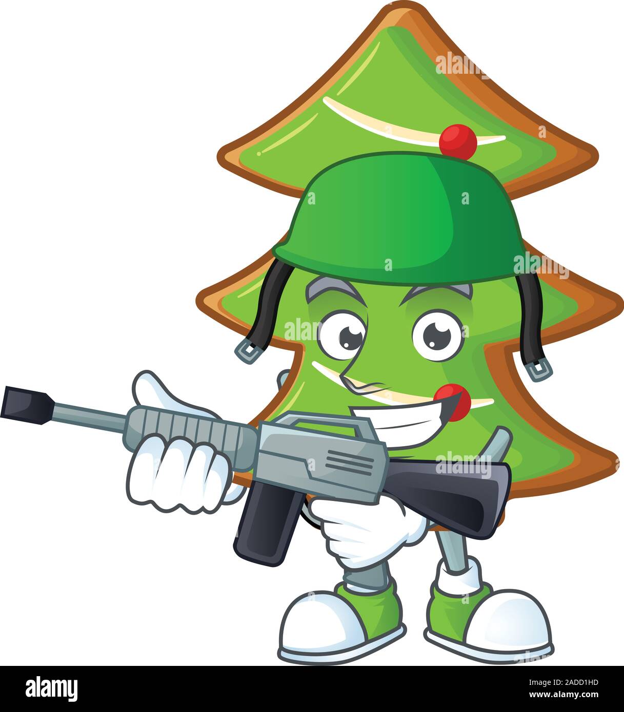 A cartoon style of trees cookies Army with machine gun Stock Vector ...