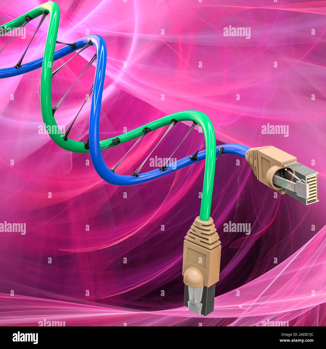 Conceptual illustration depicting a DNA (deoxyribonucleic acids) model ...