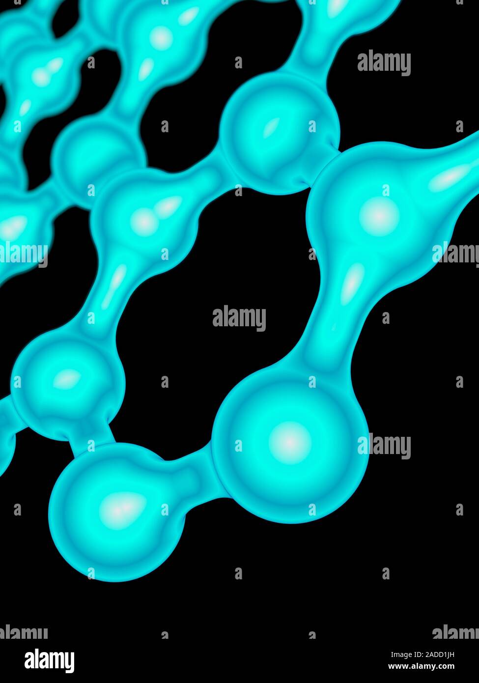 Computer illustration of a detail from a sheet of graphene, a single ...
