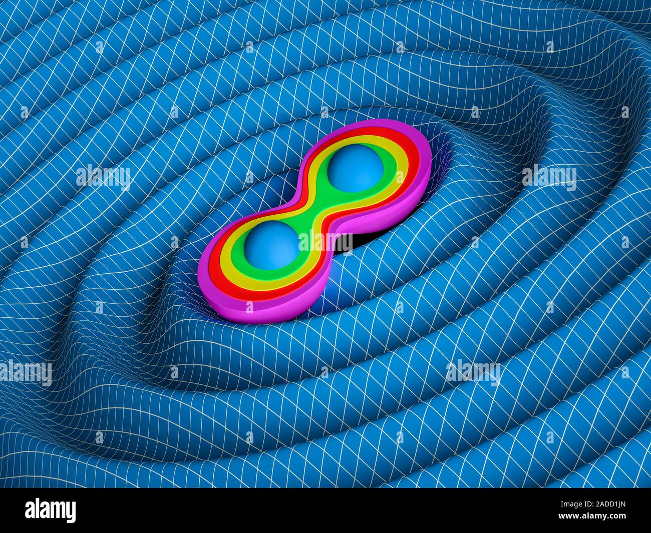 Conceptual illustration depicting the gravitational waves generated by ...