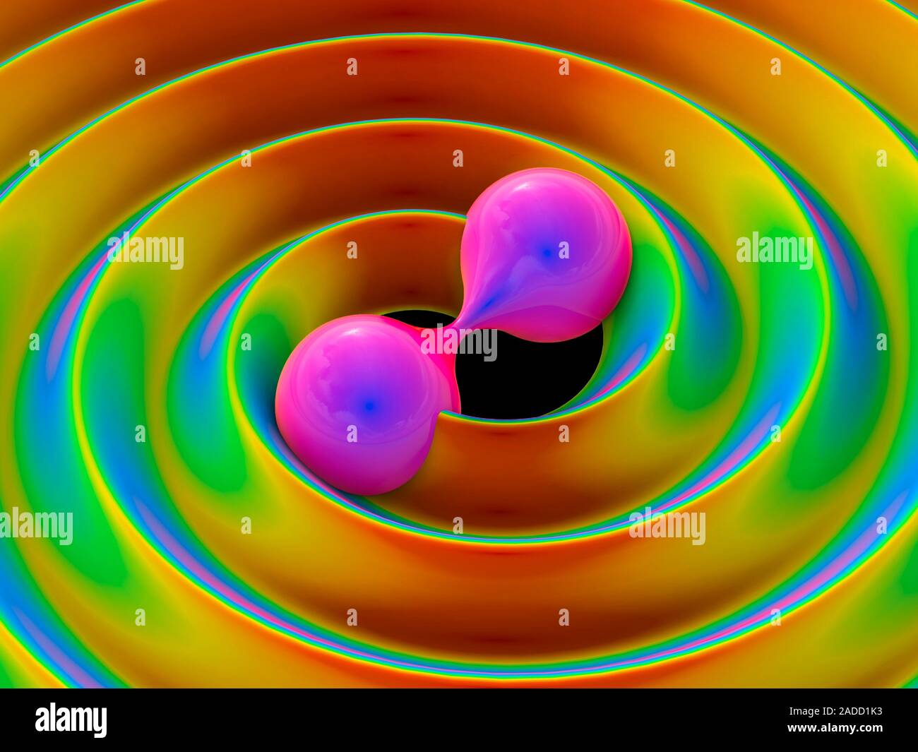 Conceptual illustration depicting the gravitational waves generated by ...