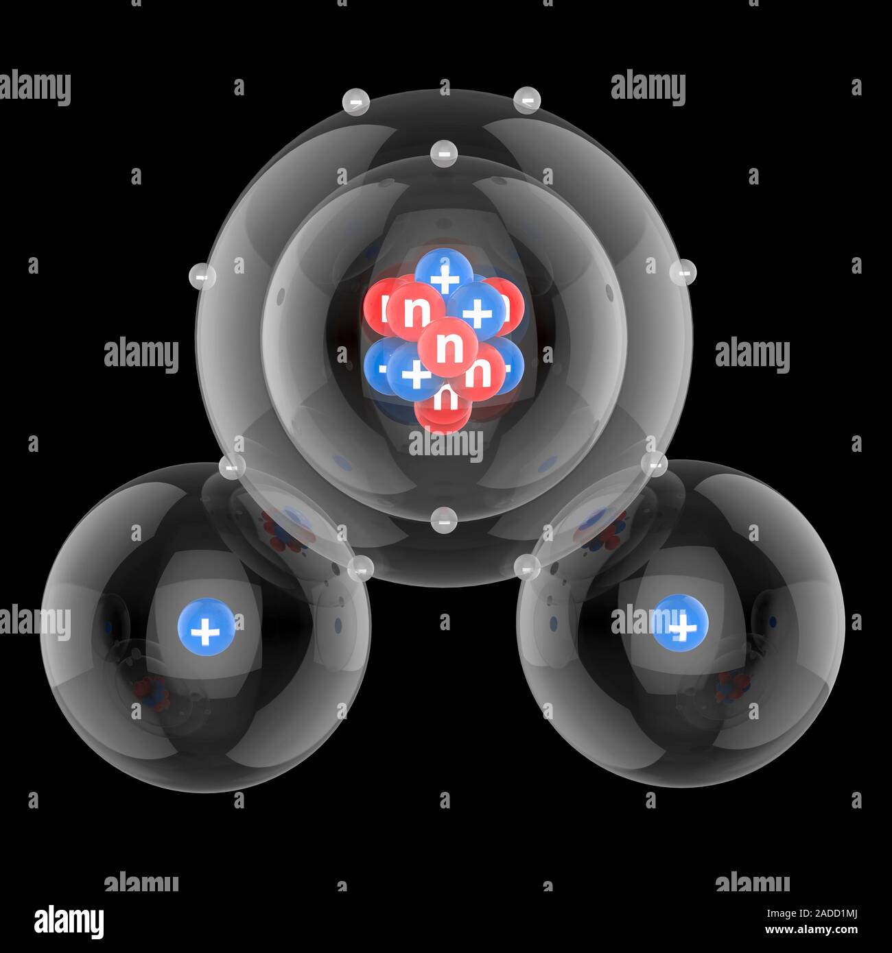 Illustration of a water molecule consisting of one oxygen and two ...