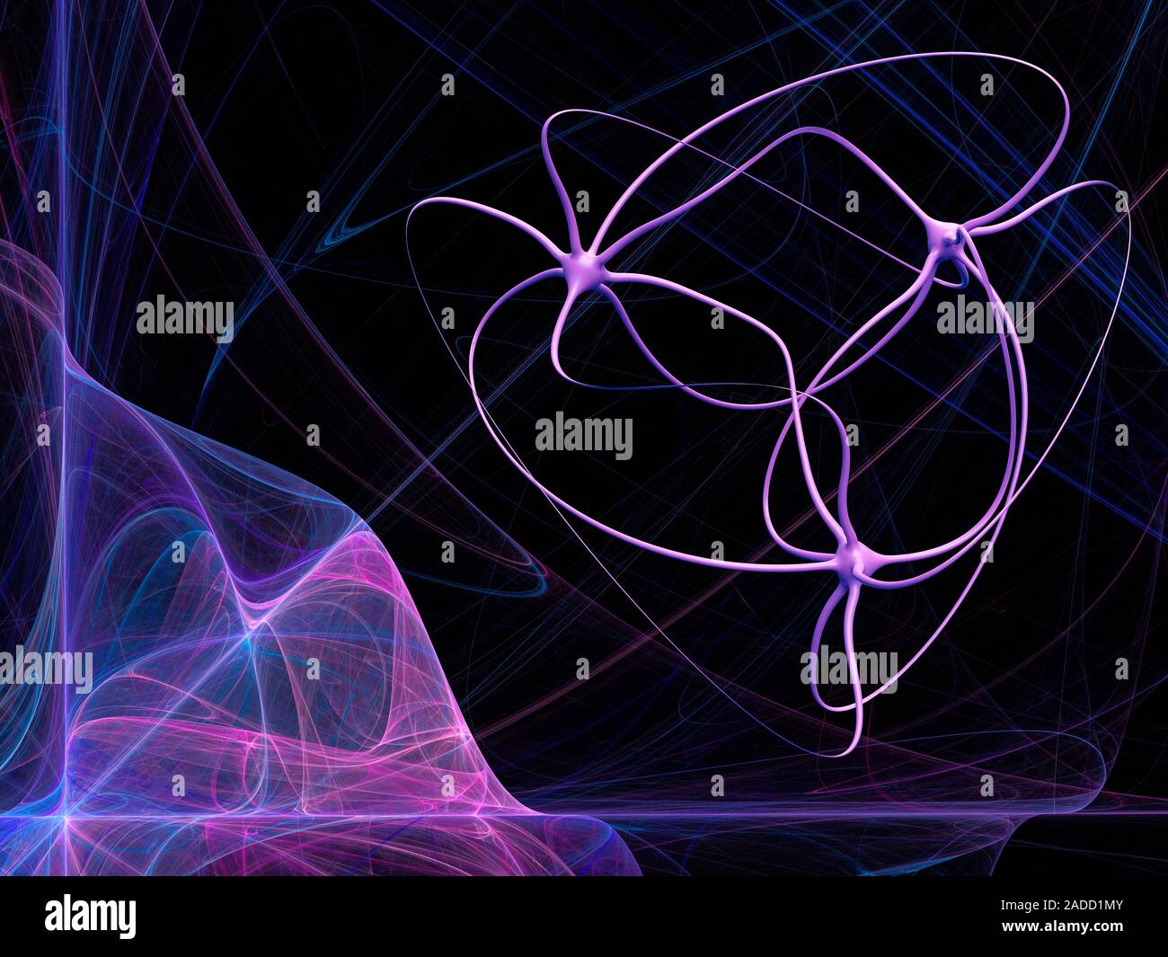 Three-cell neural network, computer illustration. A neural network is ...