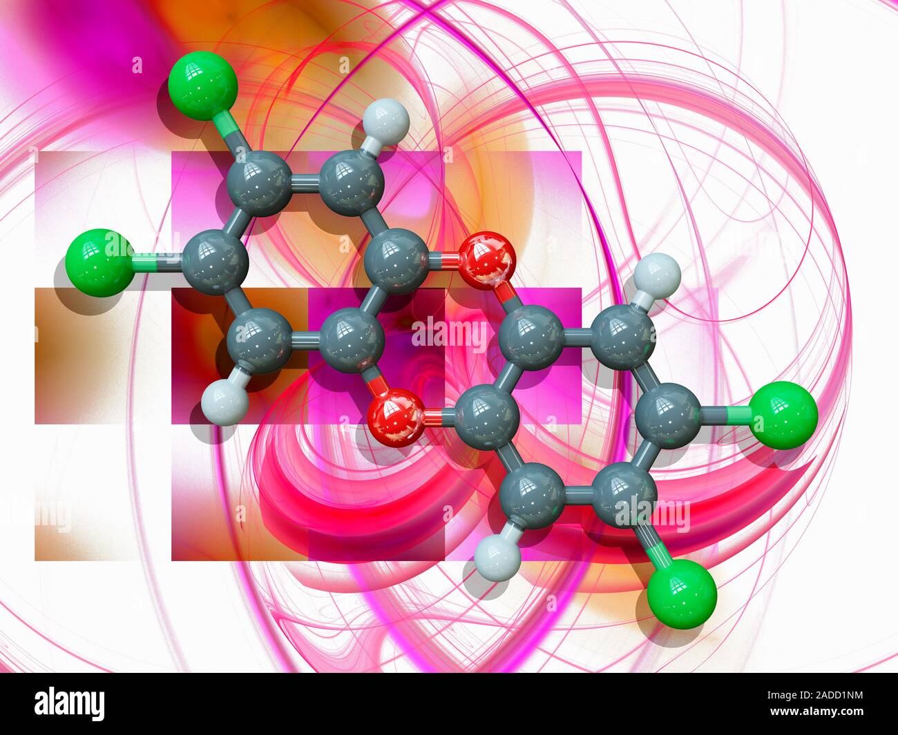 TCDD dioxin. Molecular model of the dioxin 2,3,7,8 ...