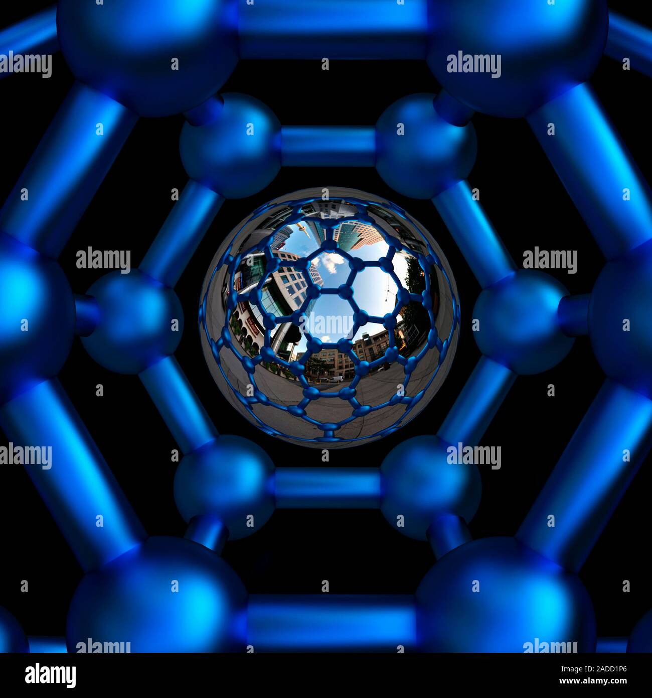 Molecular model of a reflecting sphere at the centre of a the spherical ...