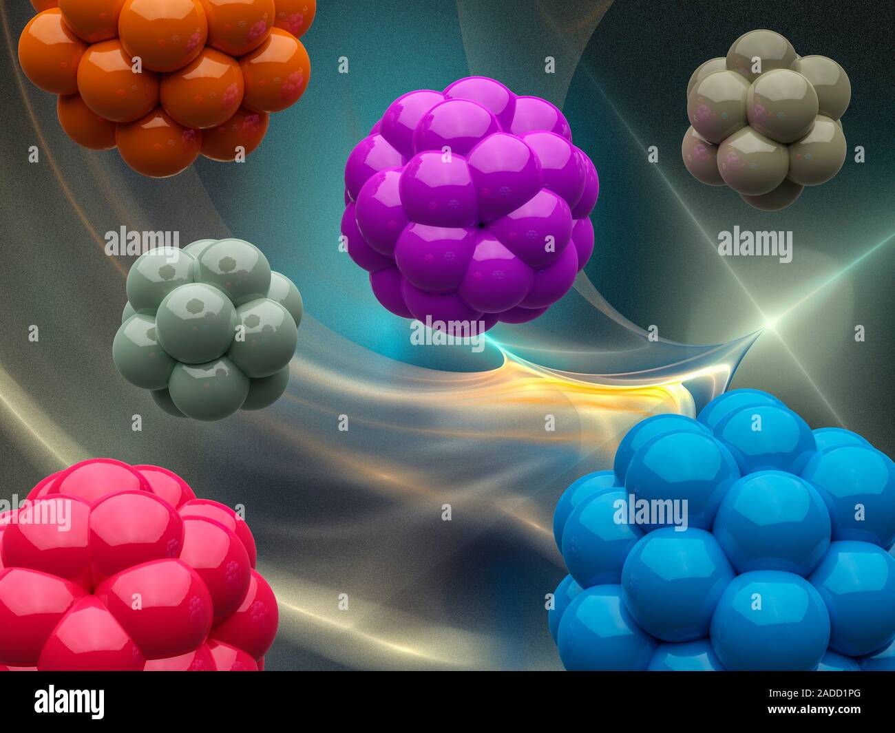 Computer illustration of medical nanoparticles. Medical nanoparticles ...