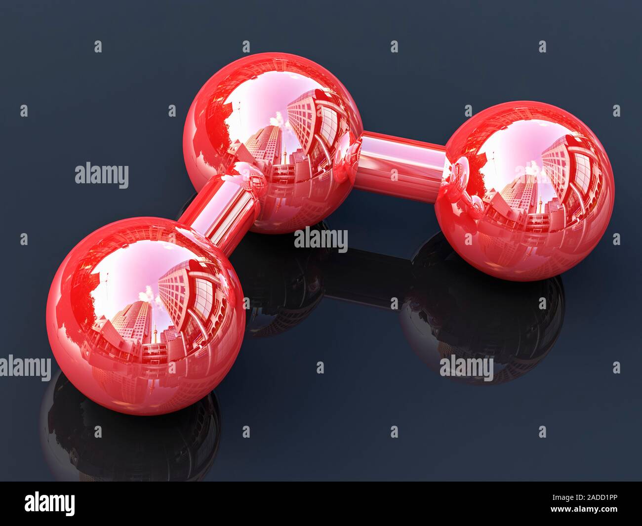 Ozone. Molecular model of the triatomic gas ozone (O3), a powerful ...